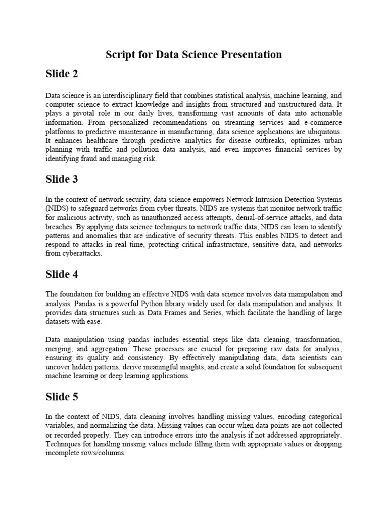Script for Data Science Presentation | Download Free PDF | Data Science | Data