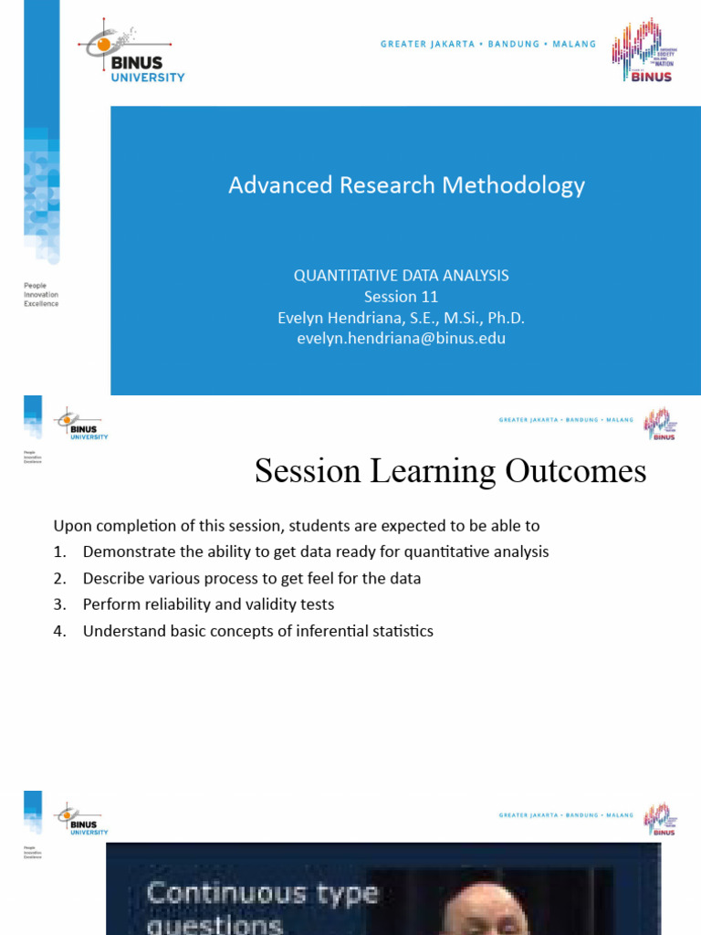 Session 11 - Quantitative Data Analysis Part 1 | PDF | Validity (Statistics) | Statistics