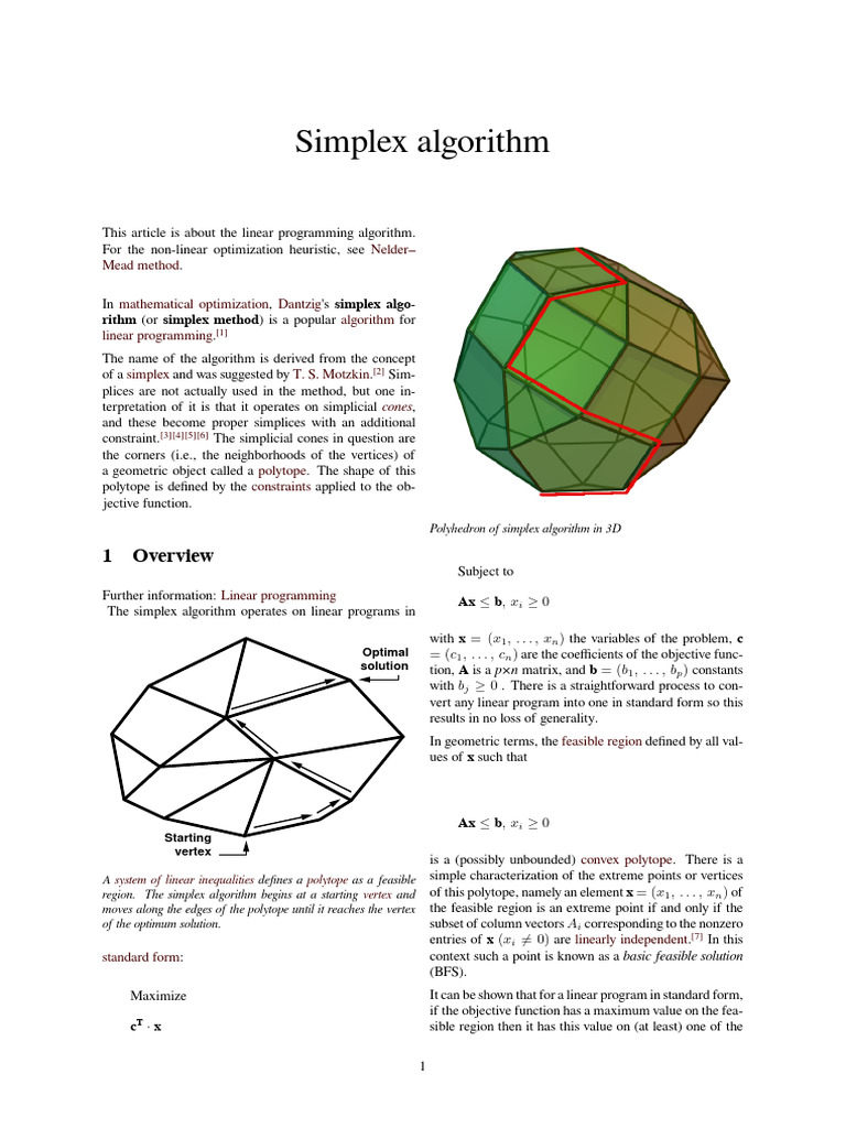 Simplex Algorithm | Download Free PDF | Linear Programming | Numerical Analysis