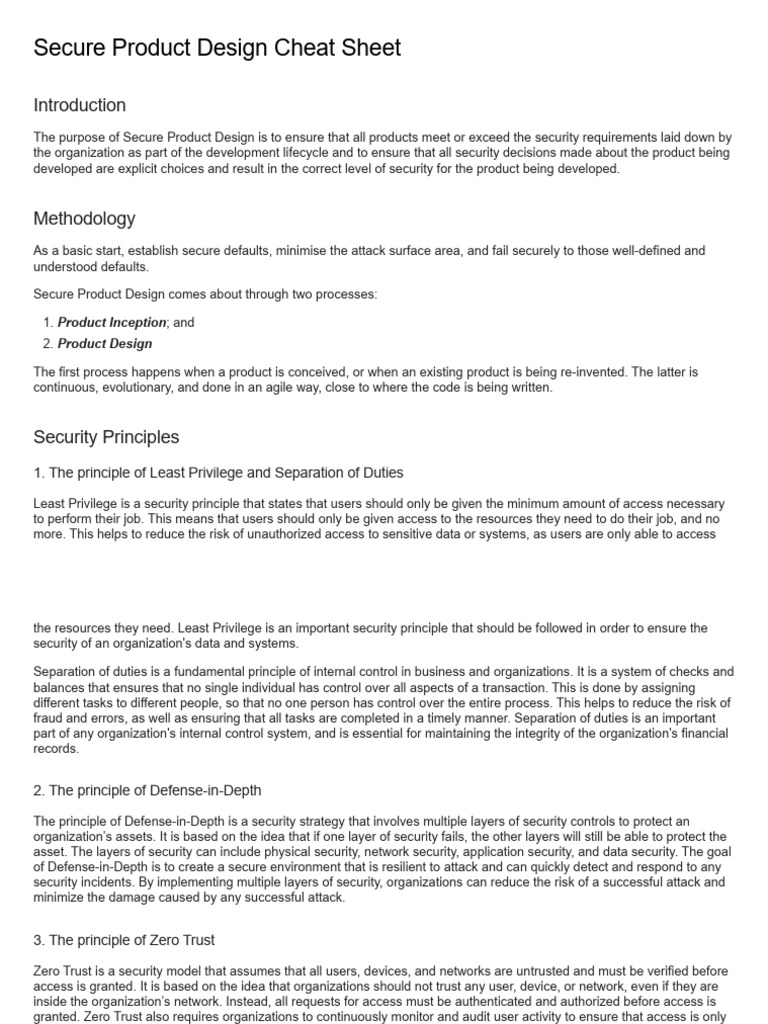 Owasp Security By Design Principles Pdf Information Security Security