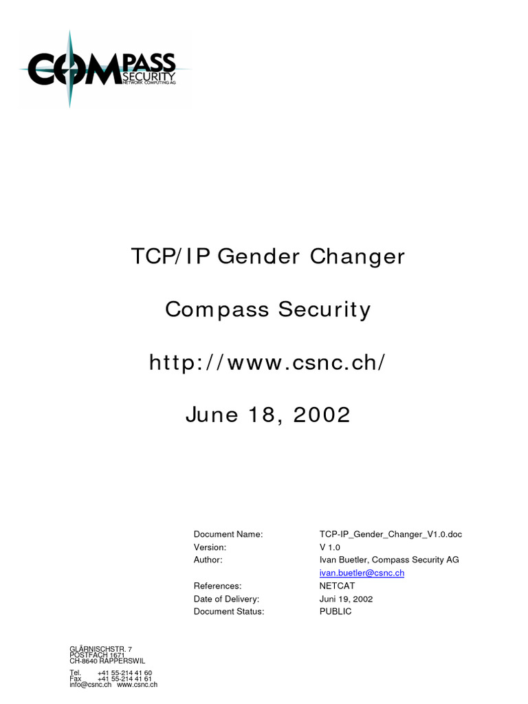 TCP-IP GenderChanger CSNC V1.0 | PDF | Transmission Control Protocol | Proxy Server