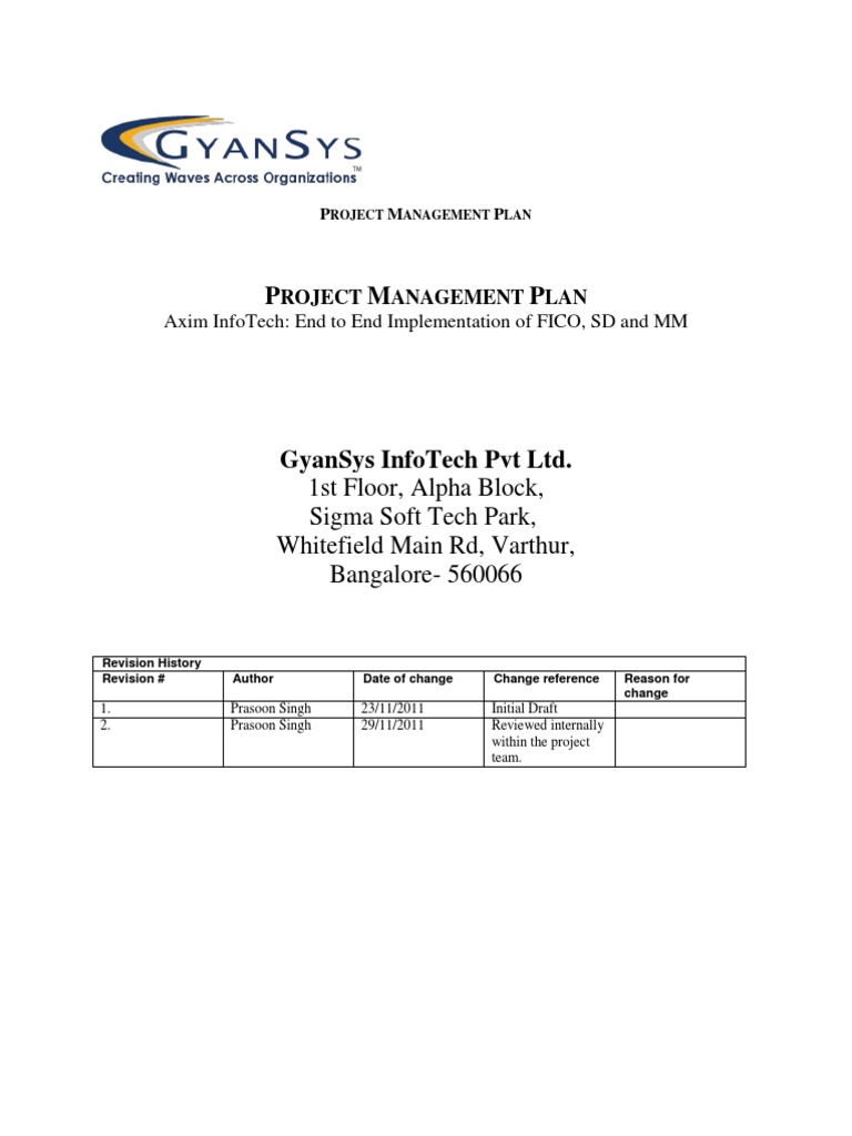 Sample - Project Management Plan - SAP Implementation | PDF | Project ...