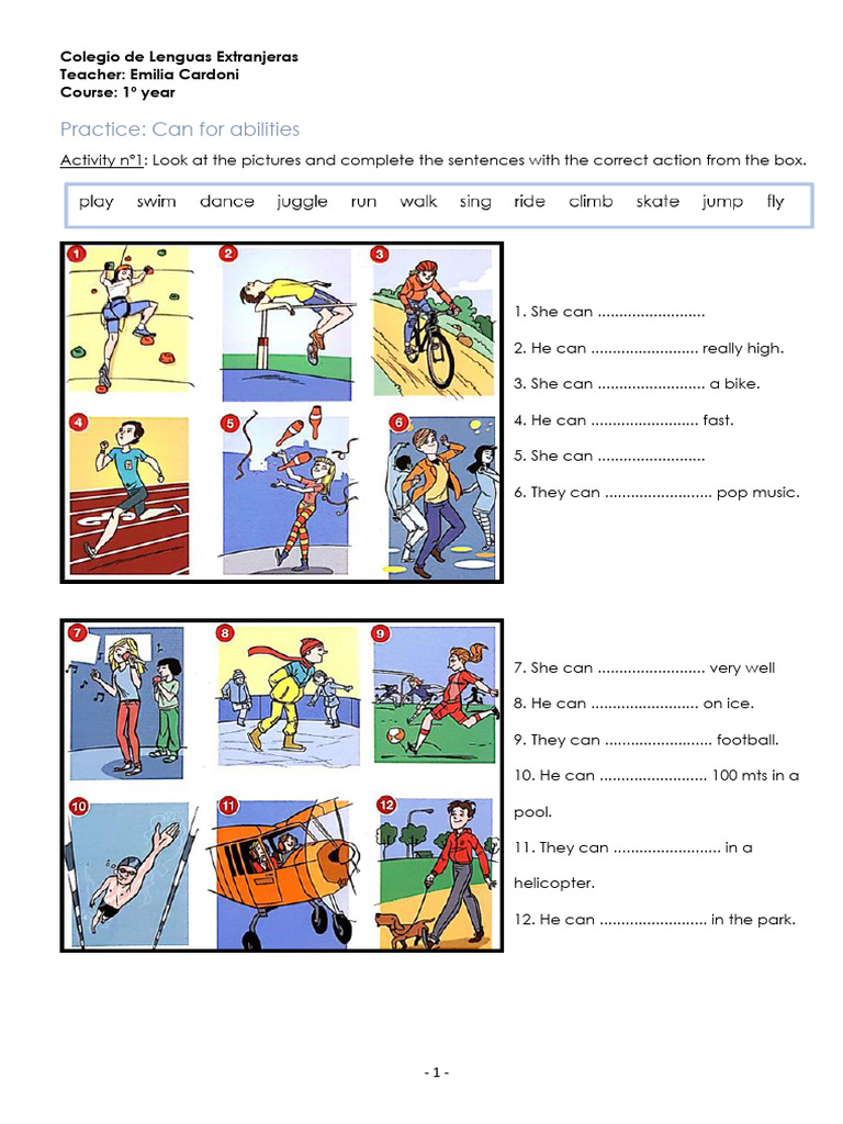 PRACTICE. Can For Abilities | PDF