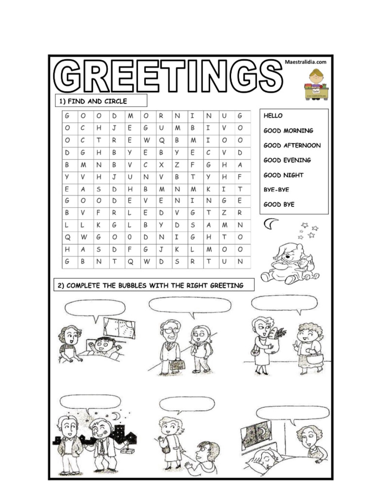 Greetings Worksheet | PDF