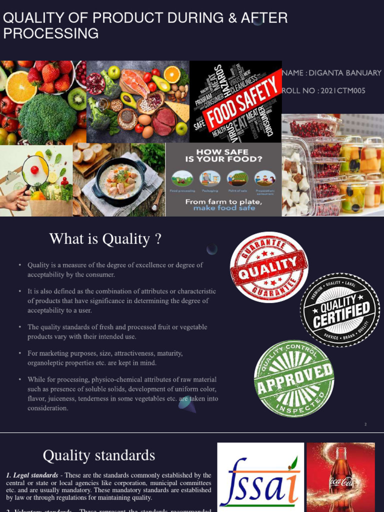 Quality of Product During & After Processing | PDF | Food Preservation ...
