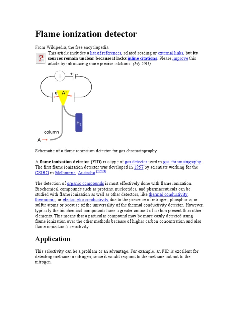 Flame Ionization Detector | PDF | Instrumental Analysis | Gases