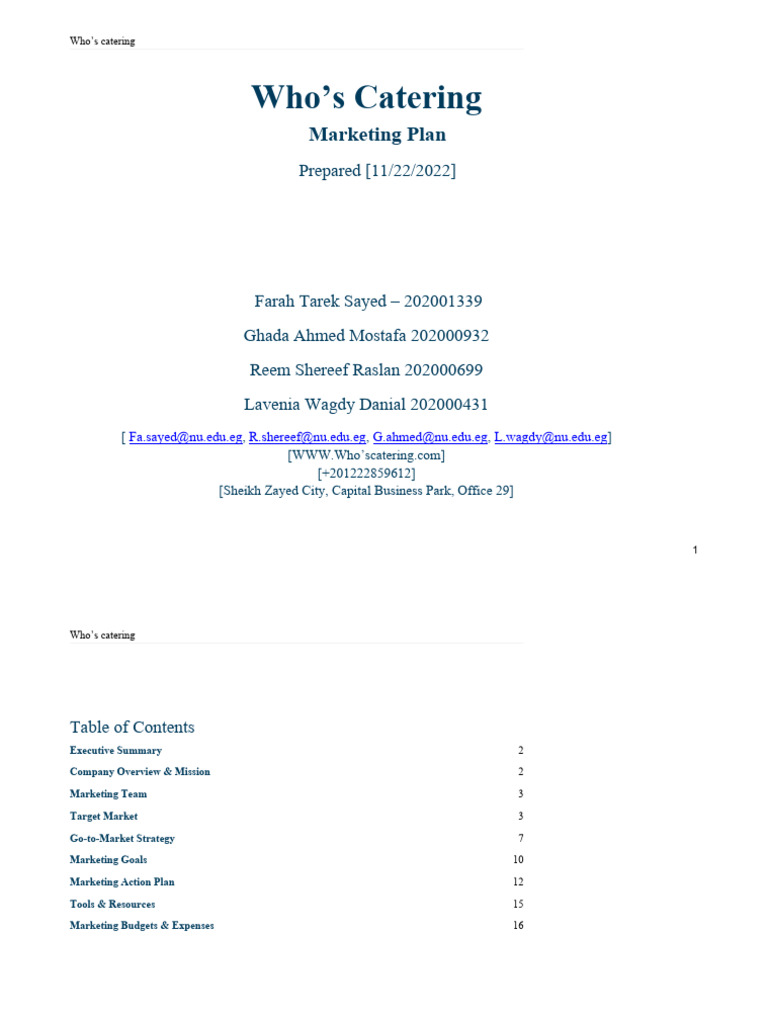 Catering Marketing Strategy Overview | PDF | Social Media | Popular ...