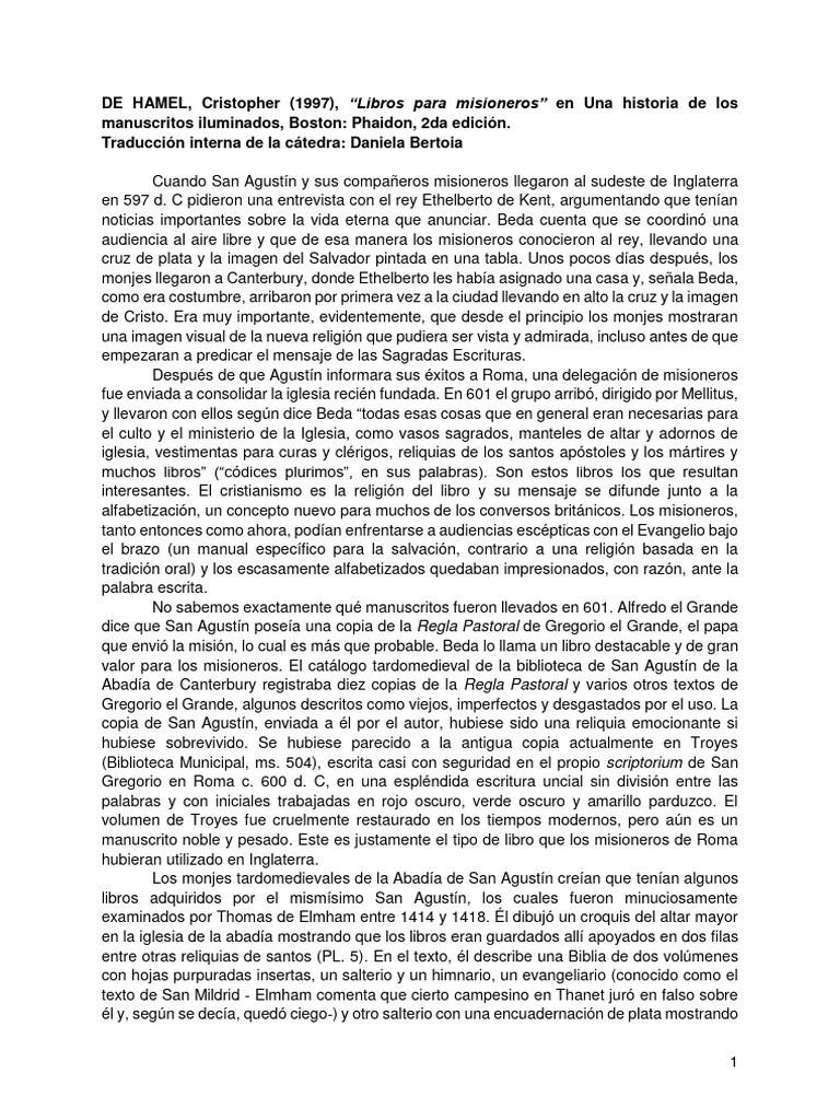 De Hamel - Books For Missionaries | PDF | Bede | Columba