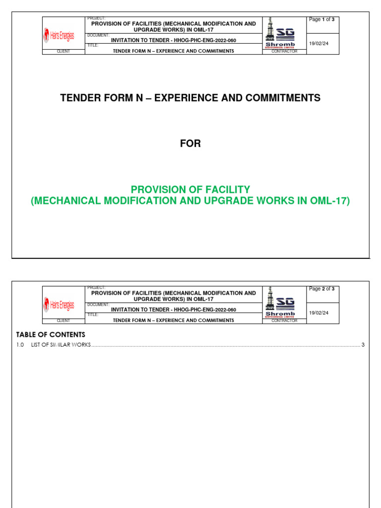 HHOG-PHC-ENG-2022-060-SHROMB GEOTECHNICAL LTD - Technical Tender - Form N | PDF | Indemnity | Taxes