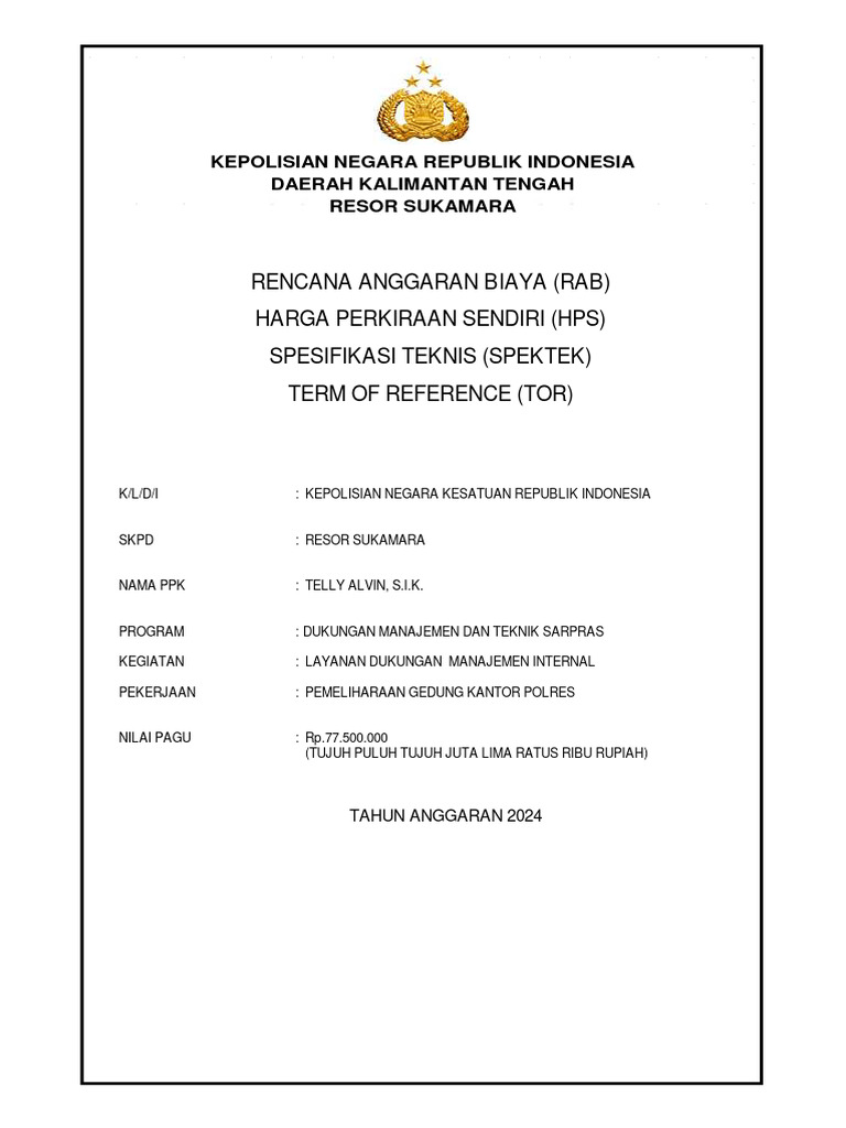 KAK Pemeliharaan Gedung Kantor Polres | PDF