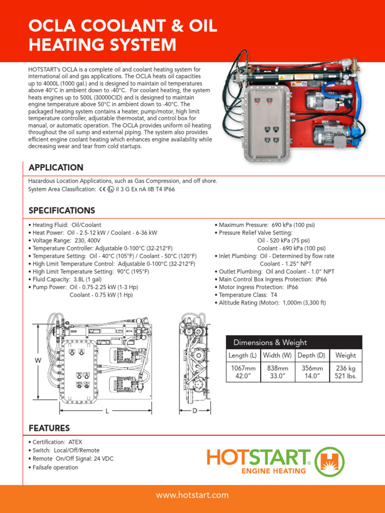 OCLA Spec Sheet | PDF | Coolant | Engines