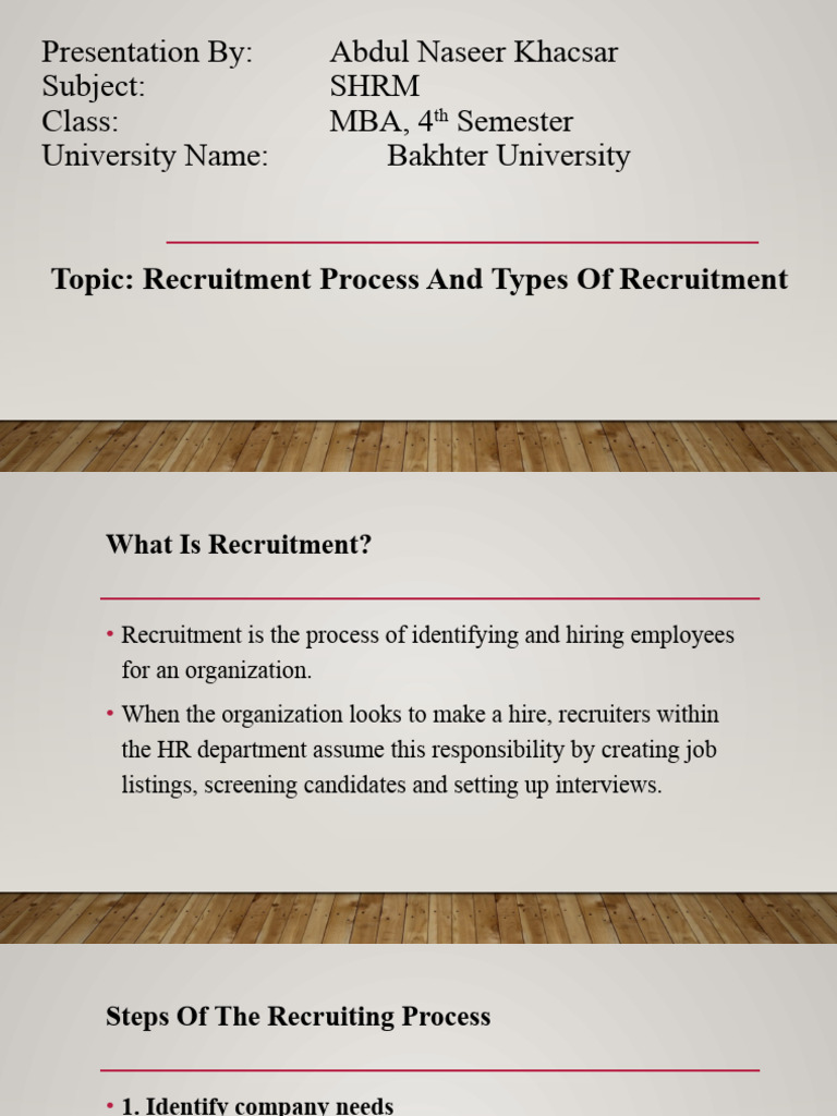 Presentation of SHRM-Recruitment Process and Types of Recruitment | PDF ...