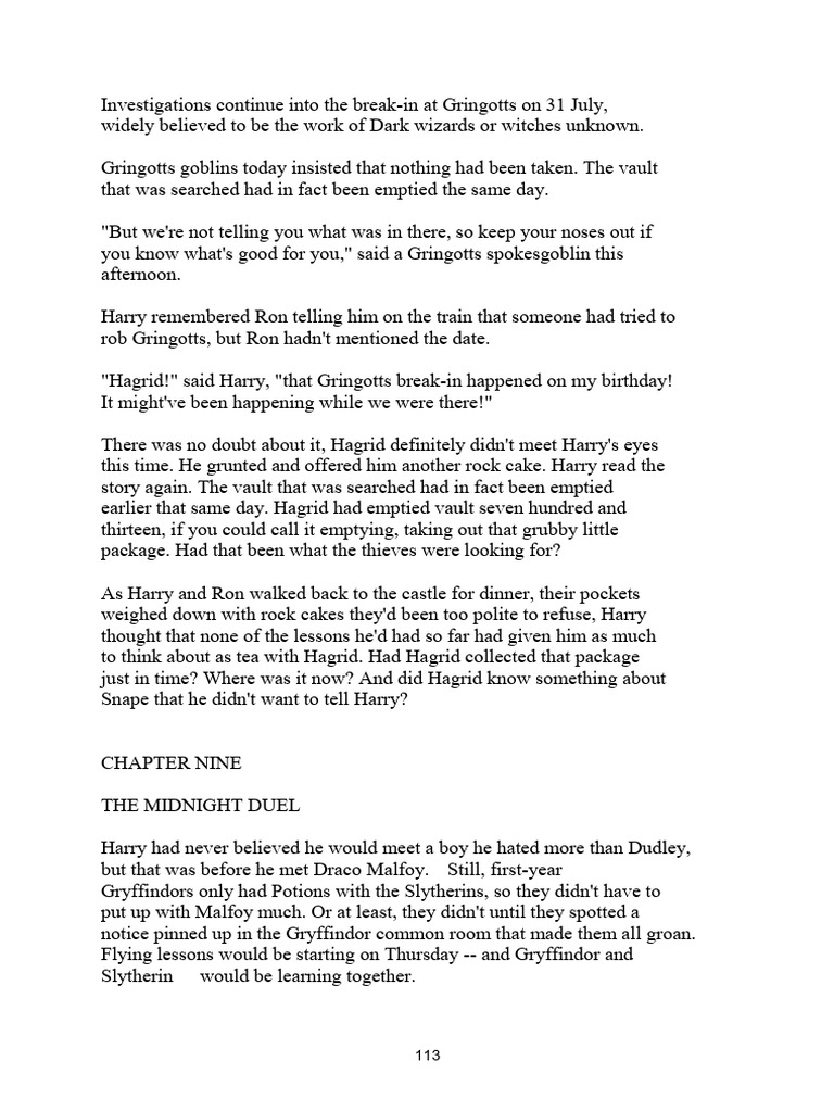 Gringotts Break-In and Midnight Duel | PDF
