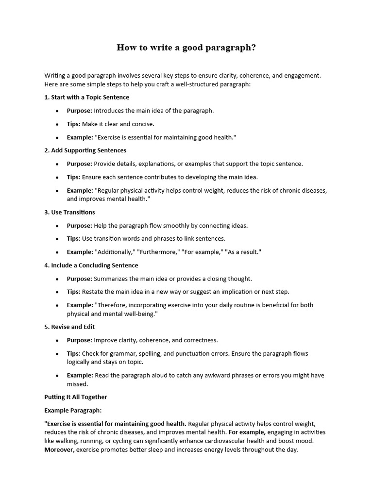 How to write a good paragraph | Download Free PDF | Mental Health ...