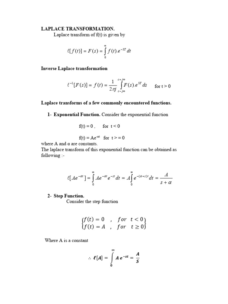 Understanding Laplace Transformations | PDF | Laplace Transform | Mathematical Analysis