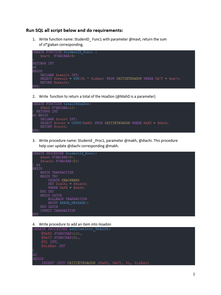 SQL Functions and Procedures for Sales | PDF | Parameter (Computer ...