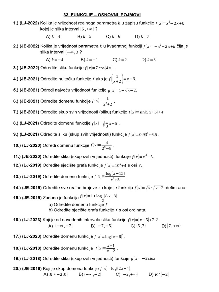 33 - Funkcije - Osnovni Pojmovi | PDF
