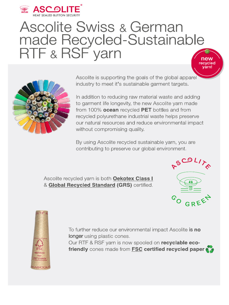 New Ascolite Sustainable RTF & RSF Yarn Leaflet | PDF