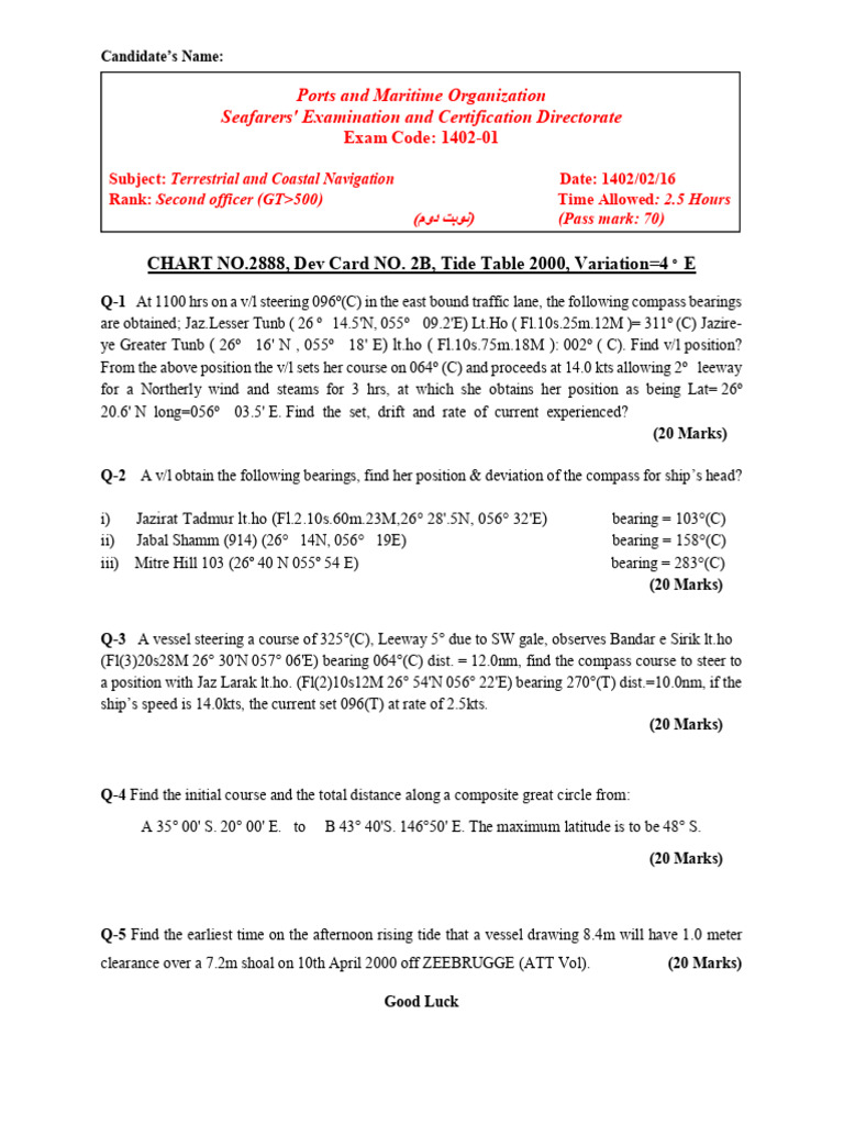 SMCN-1402-01-نوبت دوم1) | PDF | Shipping | Navigation