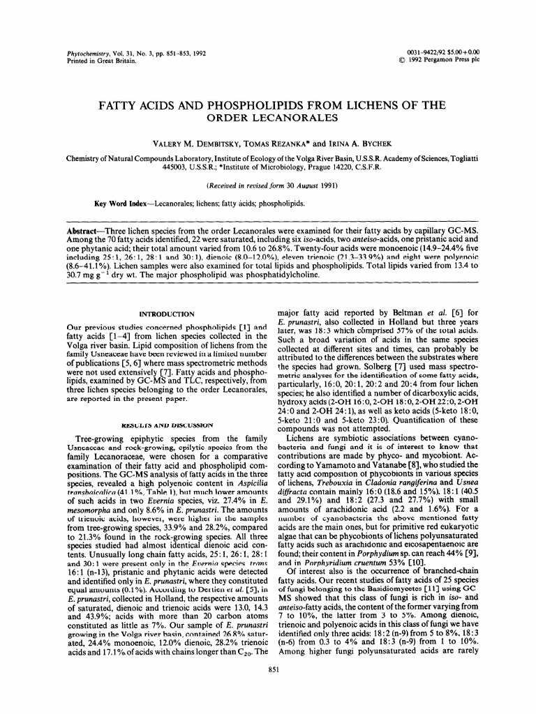Dembitsky - 1992a | PDF | Fatty Acid | Lipid