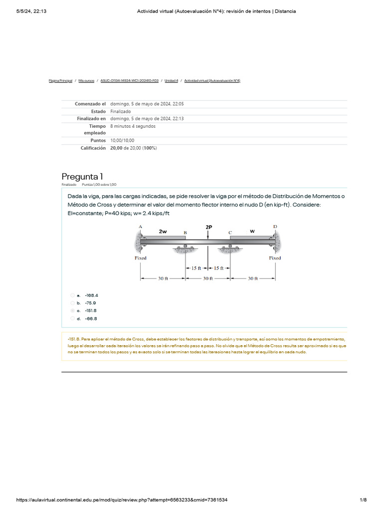 Actividad virtual (Autoevaluación N°4)_ revisión de intentos _ Distancia | Descargar gratis PDF ...