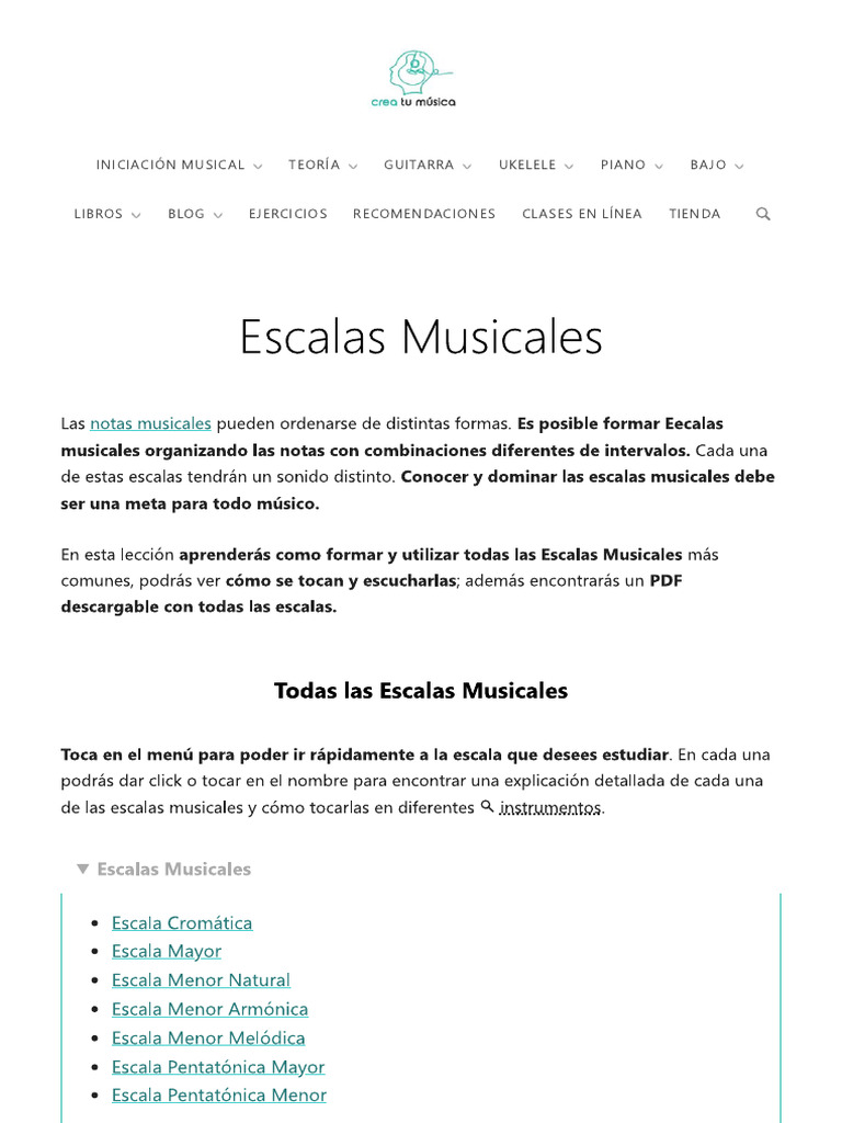 Escalas Musicales - Qué es una Escala Musical - Todas las Escalas | PDF