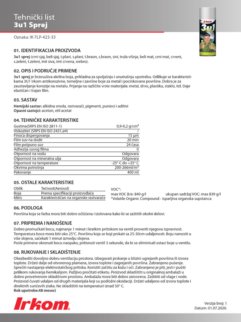 Tehnicki List Sprej 3u1 | PDF