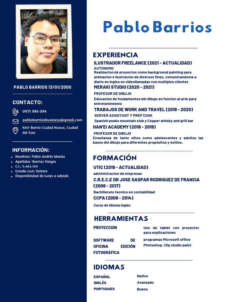 Pablo Barrios Curriculum Vitae Resume | PDF