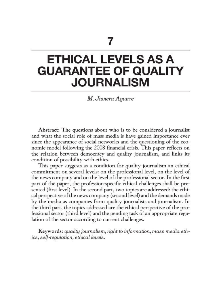Ethical Standards for Quality Journalism | PDF | Journalism | Public ...
