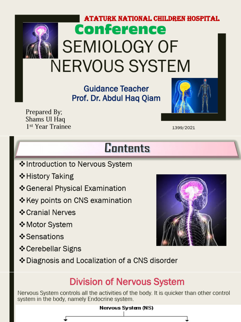 Semiology of Nervous System | PDF | Nervous System | Neurotransmitter