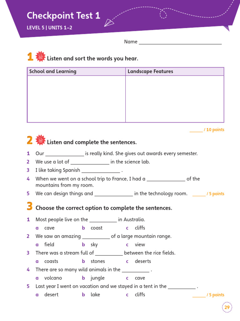 Level 5 Checkpoint Test 1 | PDF