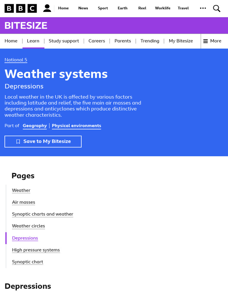 Depressions Weathersystems National5GeographyRevision BBCBitesize ...