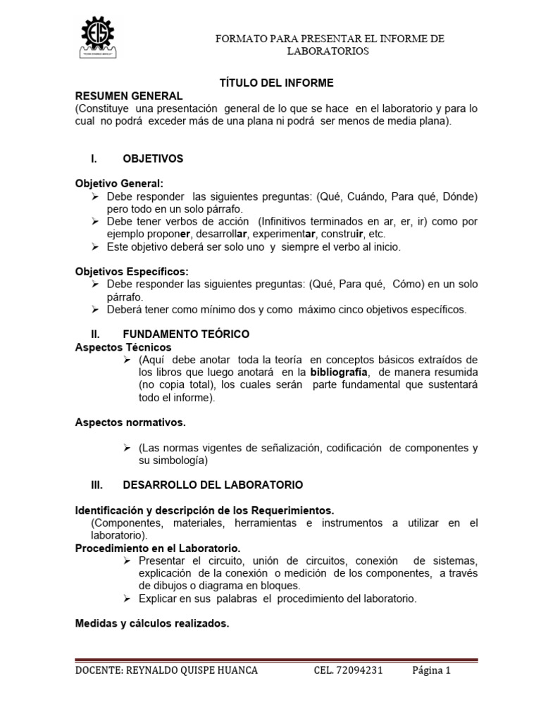 Formato de Informe de Laboratorio | PDF | Laboratorios | Science