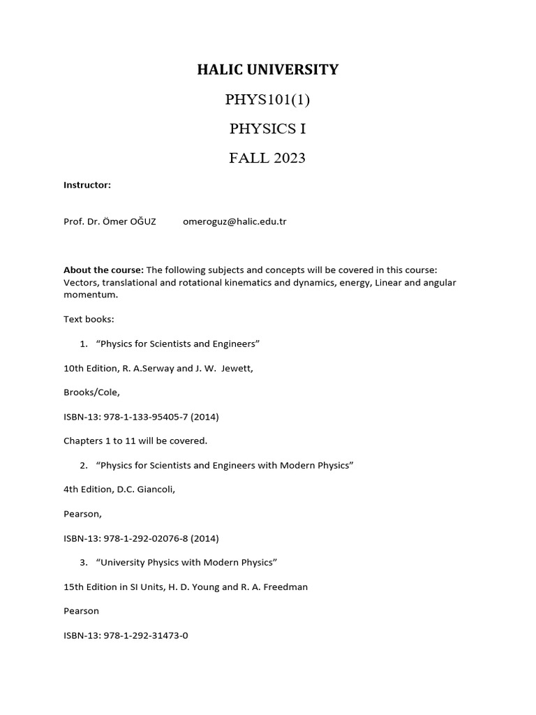 Physics I: Course Overview | PDF | Technology & Engineering