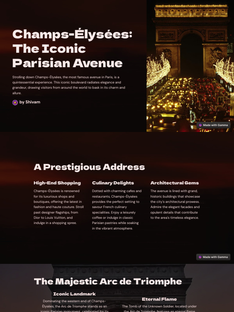 Champs Elysees The Iconic Parisian Avenue | Download Free PDF | Paris