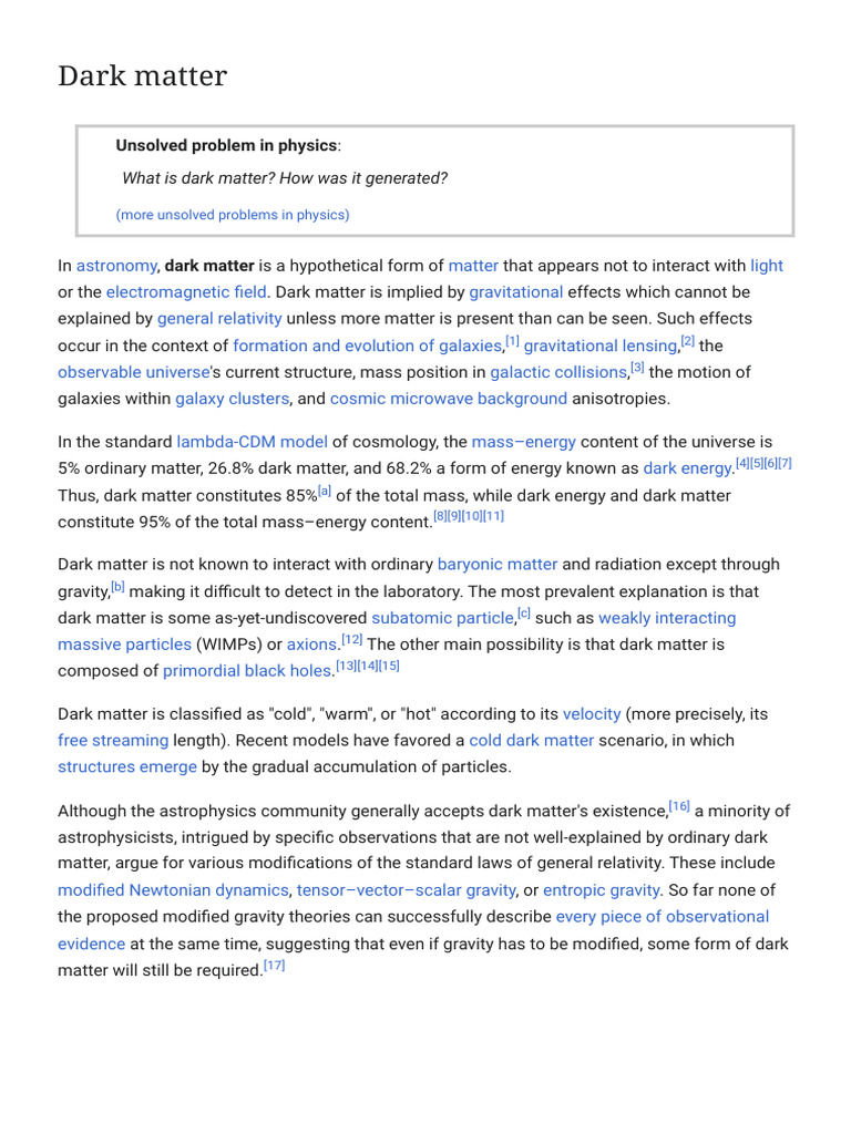 Dark matter | PDF | Dark Matter | Cosmic Microwave Background