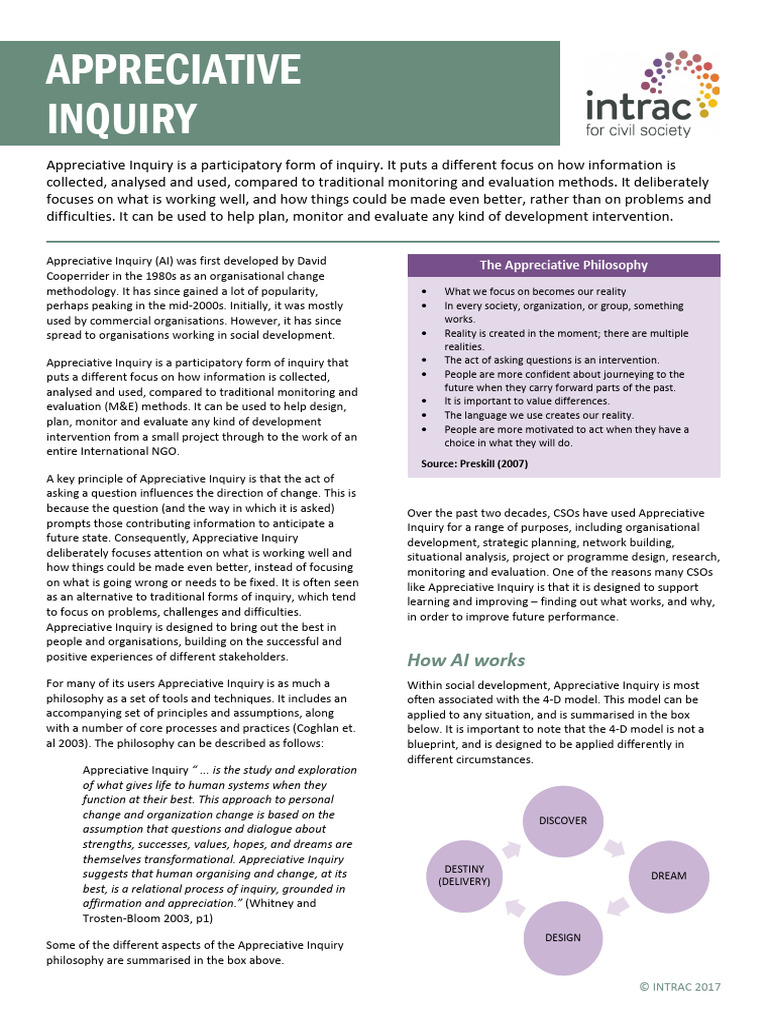 Appreciative Inquiry | PDF | Evaluation | Inquiry