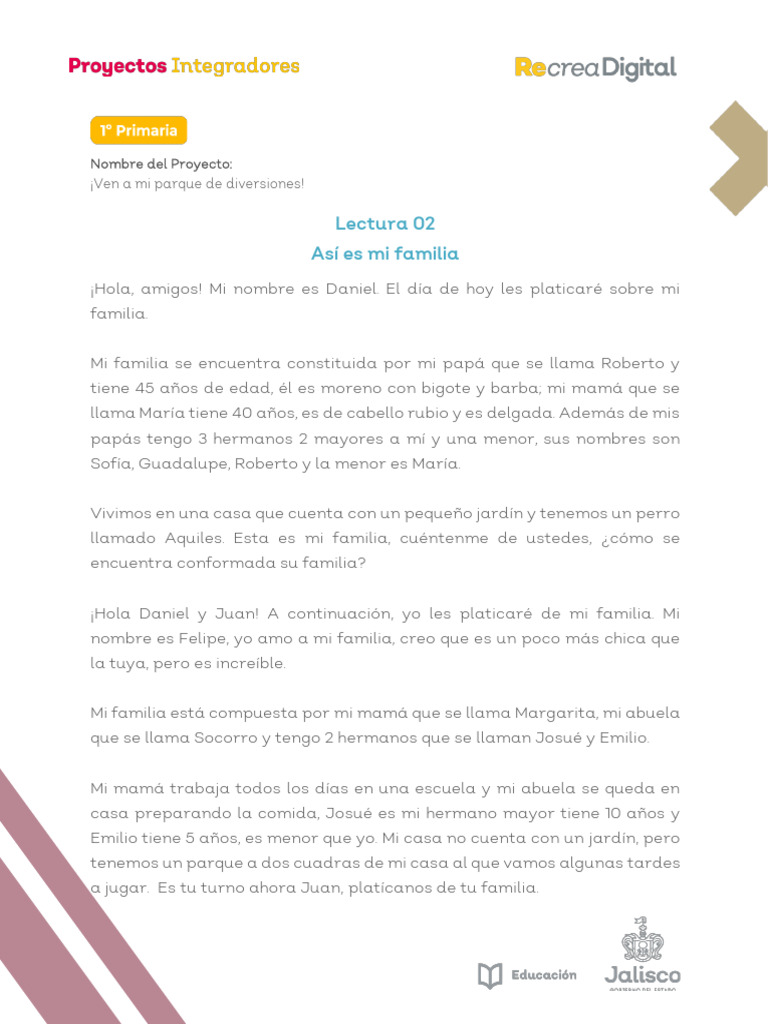 Lectura 02 - Así Es Mi Familia | PDF