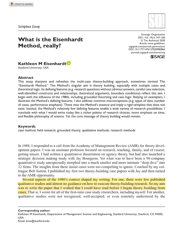 Understanding the Eisenhardt Method | PDF | Theory | Reality