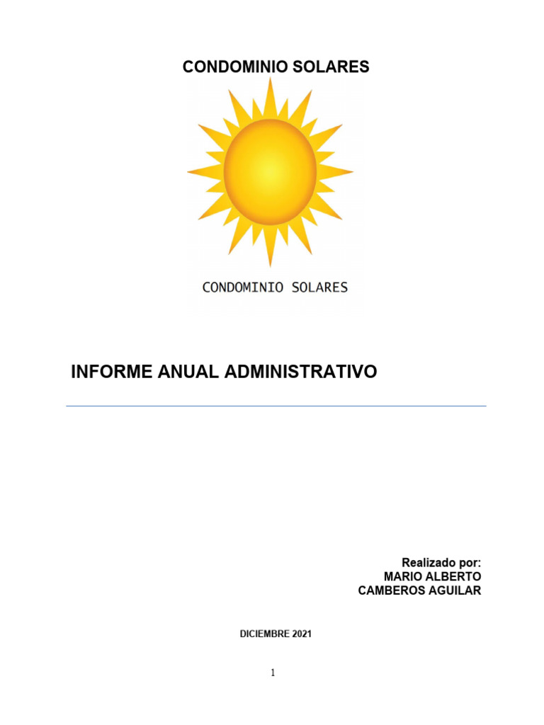 Informe Anual Administracion | PDF | Condominio