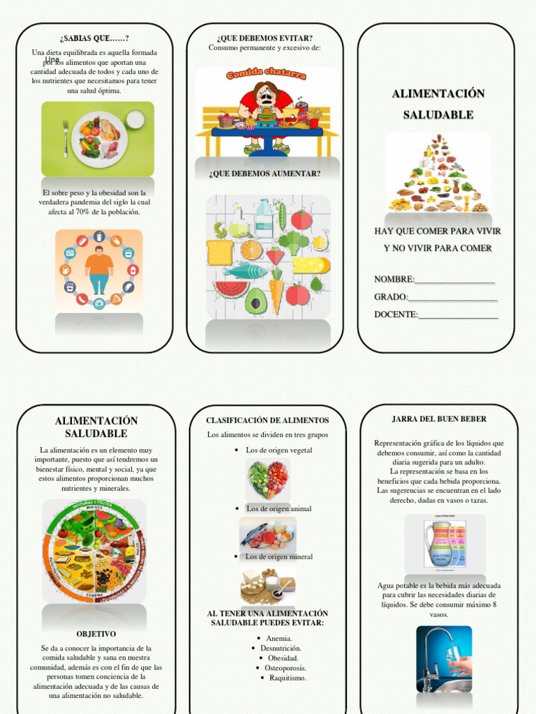 Triptico de La Alimentacion Saludable 2 | PDF | Alimentos | Dieta saludable
