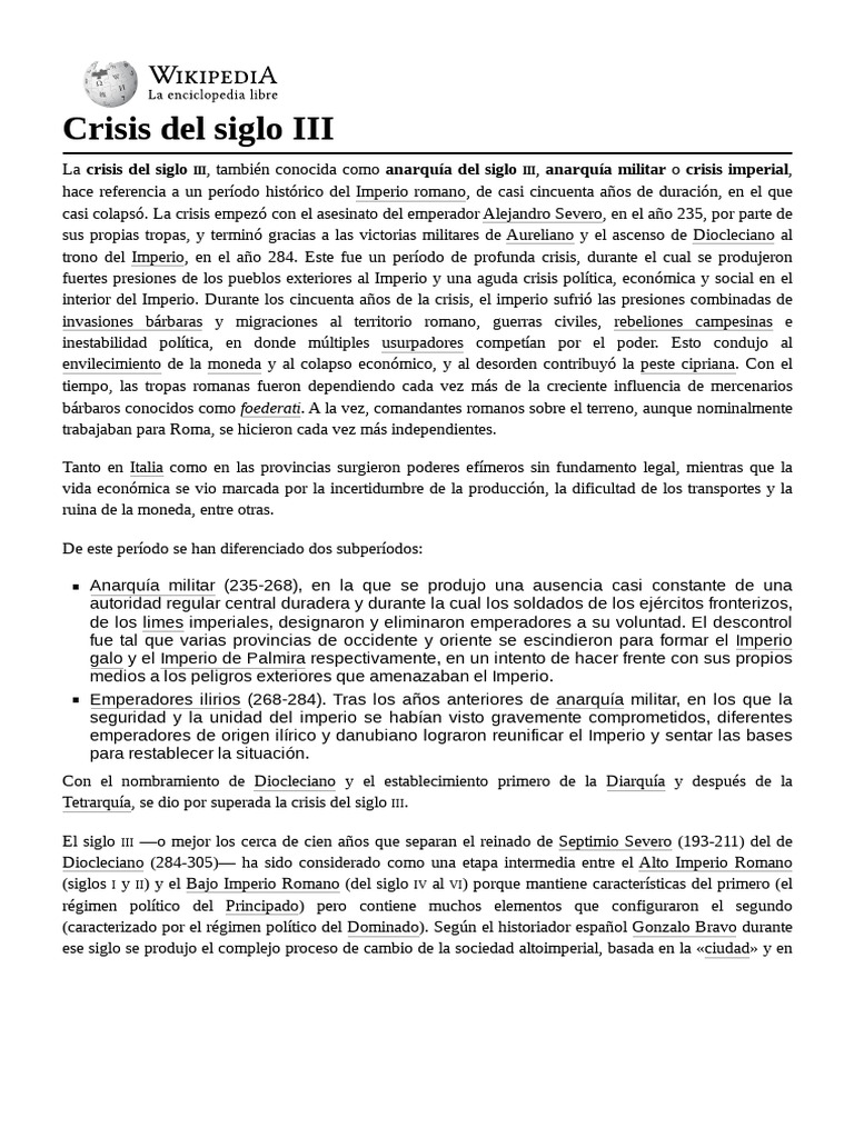 Causas Y Consecuencias La Crisis Del Siglo Iii – GPTEI