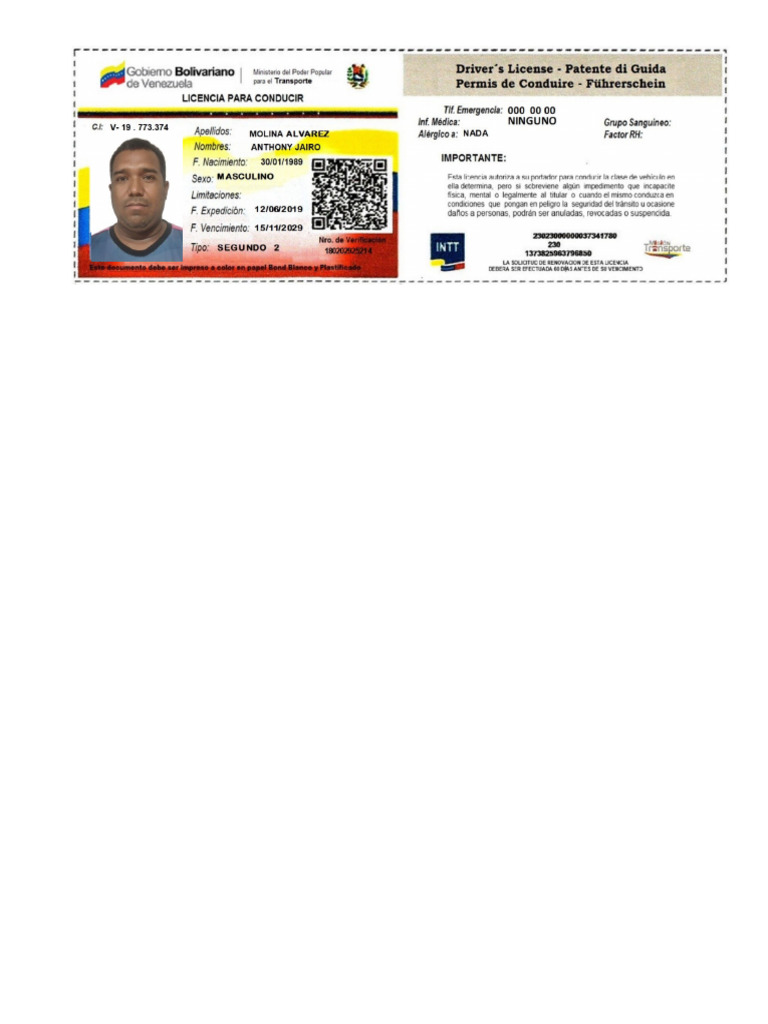 licencia de conducir venezuela | PDF