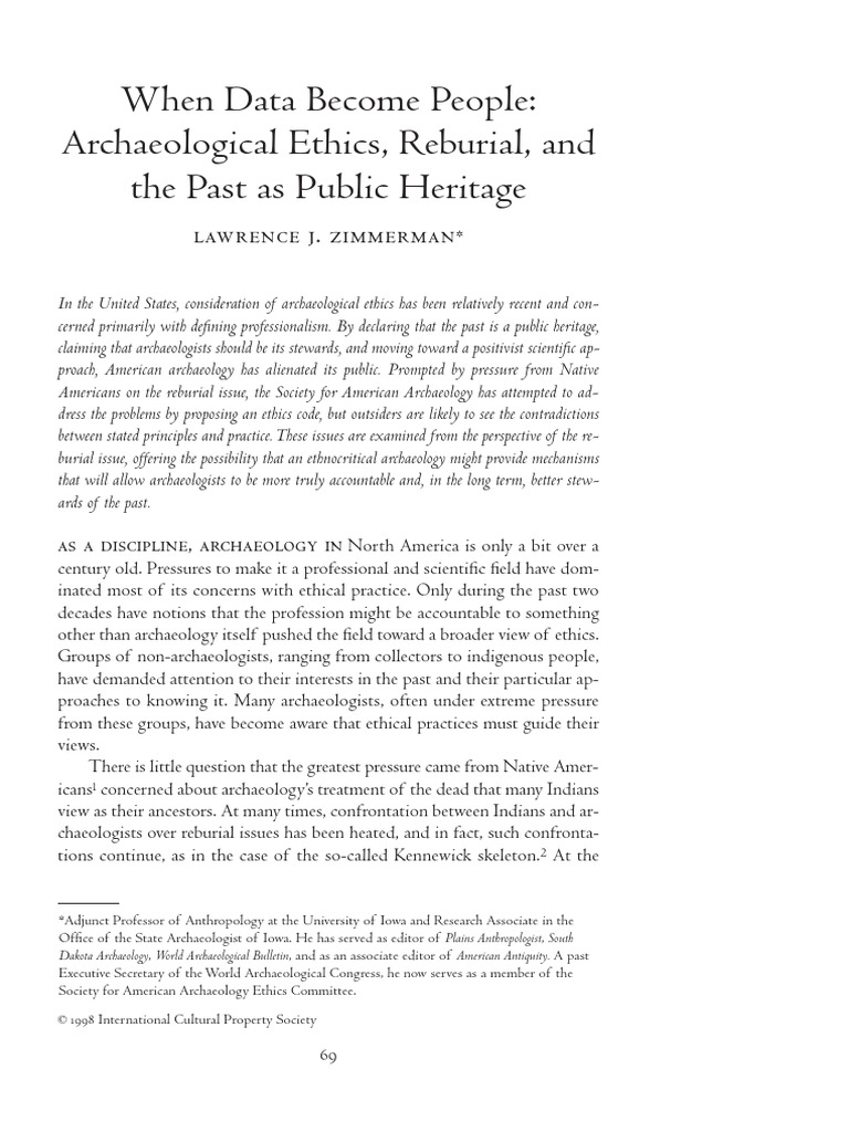 Archaeological Ethics and Reburial Issues | PDF | Archaeology ...