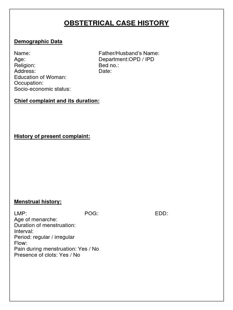 Obstetrical Case History-1 | PDF | Menstruation | Childbirth