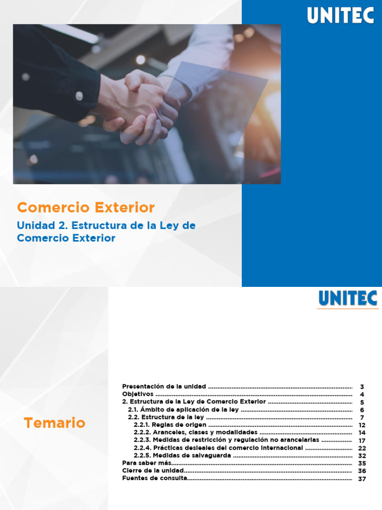 Unidad 2 Estructura de la Ley de Comercio Exterior | PDF | Barreras no ...
