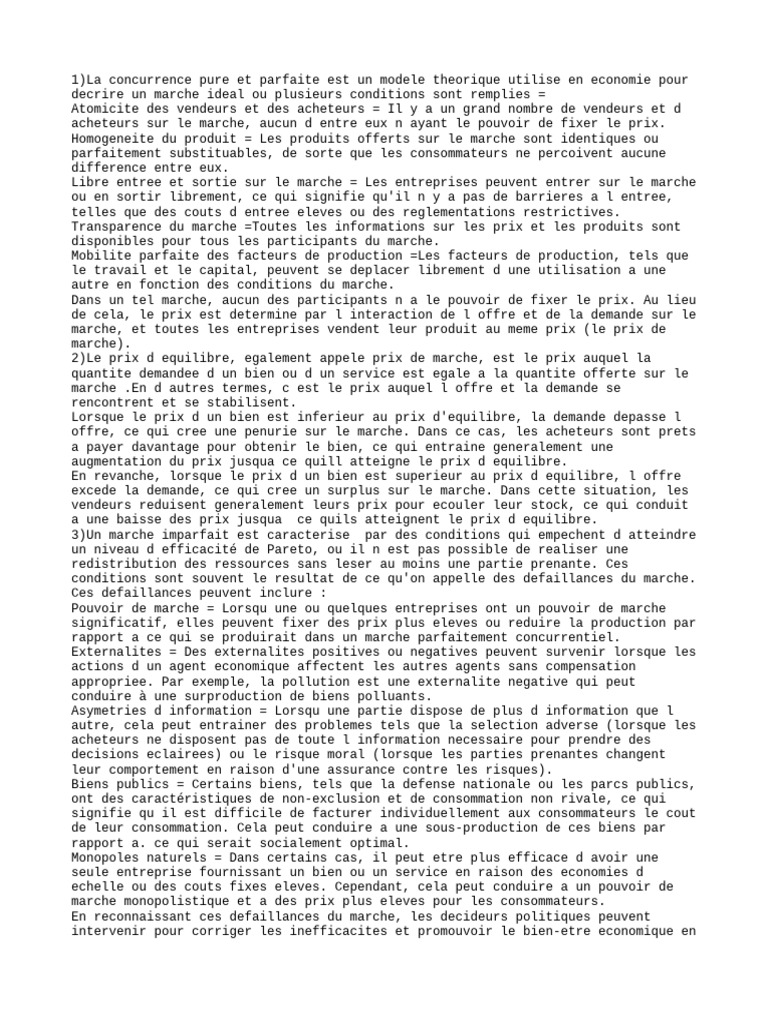 Marchés : Concurrence et Défaillances Économiques | PDF | Monopole ...