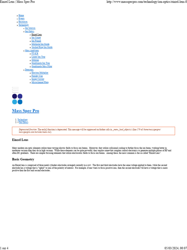 Ion Optics With Electrostatic Lenses 2 | PDF | Mass Spectrometry | Physics