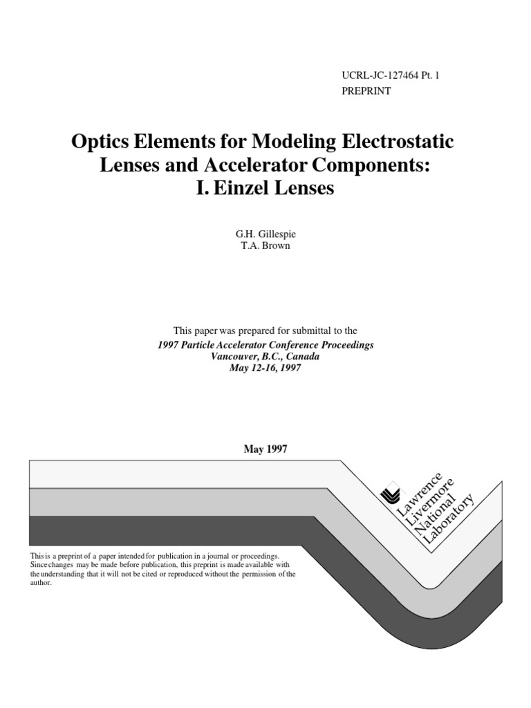 Modeling Electrostatic Lenses in TRACE 3-D | PDF | Particle Accelerator ...