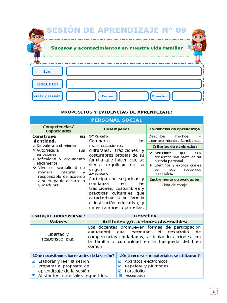 Sesiones de Aprendizaje - Semana 2 | PDF | Aprendizaje | Evaluación
